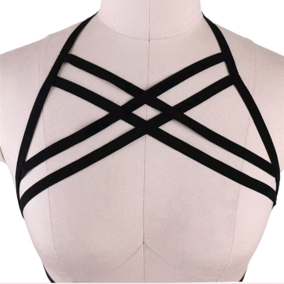 Intimates & Sleepwear | Black Strappy Cage Bra Harness Bralette | Poshmark